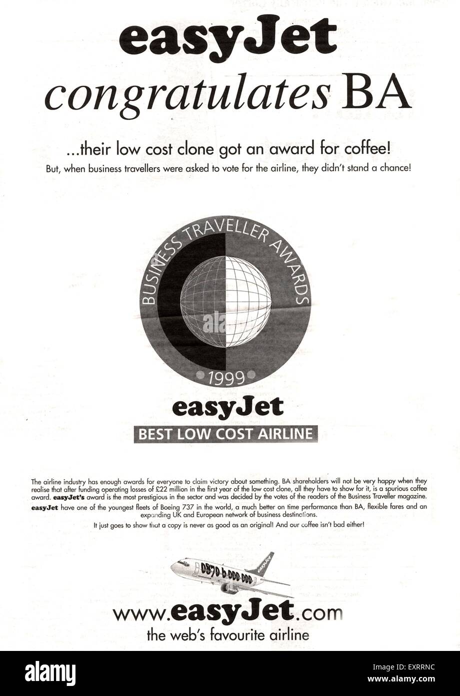 1990s UK Easyjet Newspaper Advert Stock Photo - Alamy