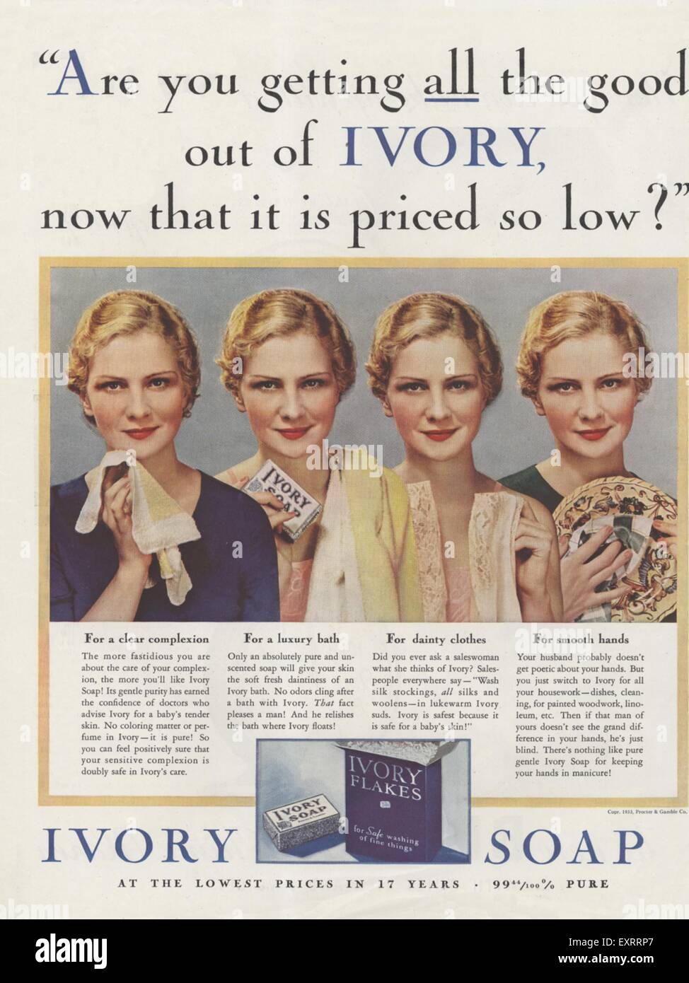 1930s USA Ivory Flakes Magazine Advert Stock Photo - Alamy