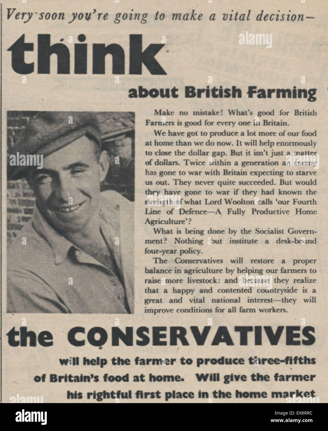 1950s UK The Conservative Party Magazine Advert Stock Photo - Alamy