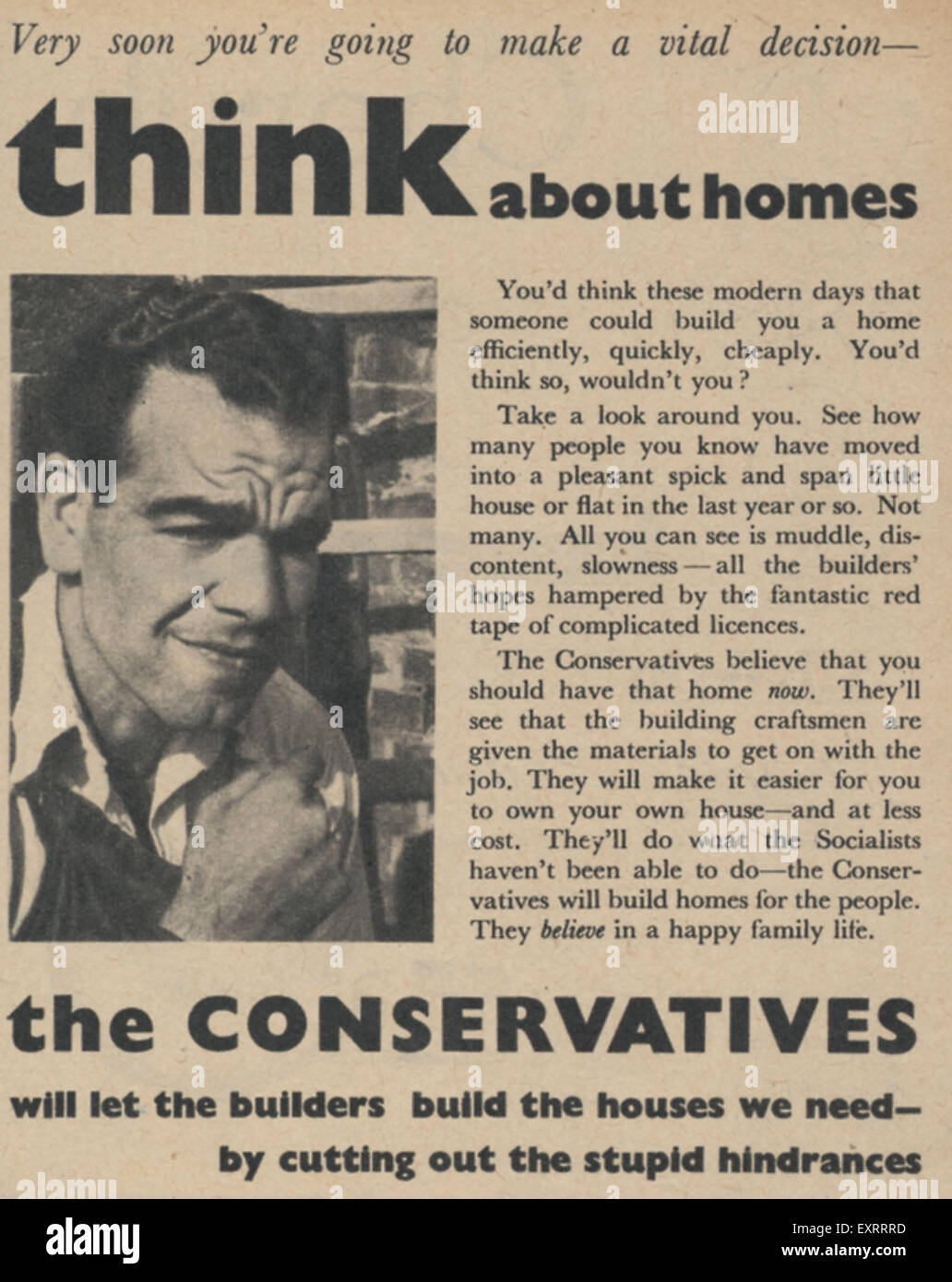 1950s UK The Conservative Party Magazine Advert Stock Photo - Alamy