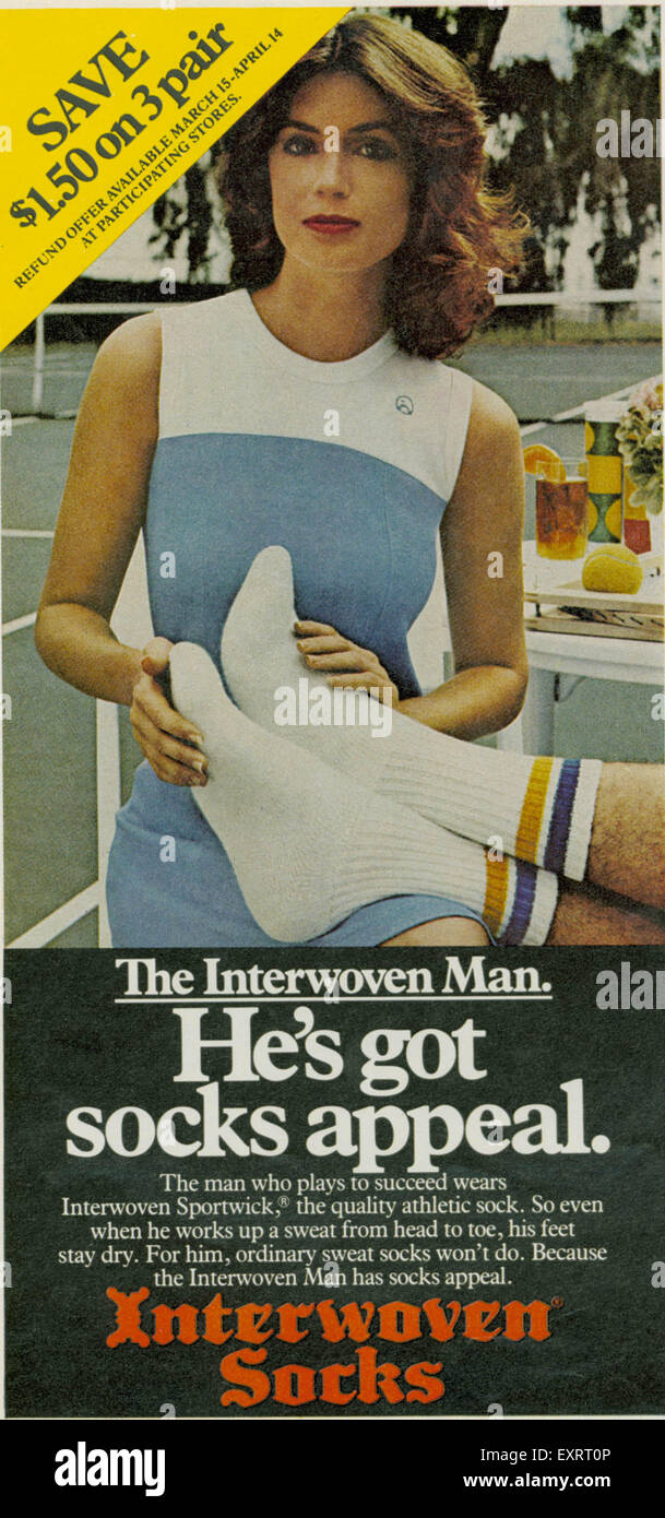1970s USA Interwoven Socks Magazine Advert Stock Photo - Alamy