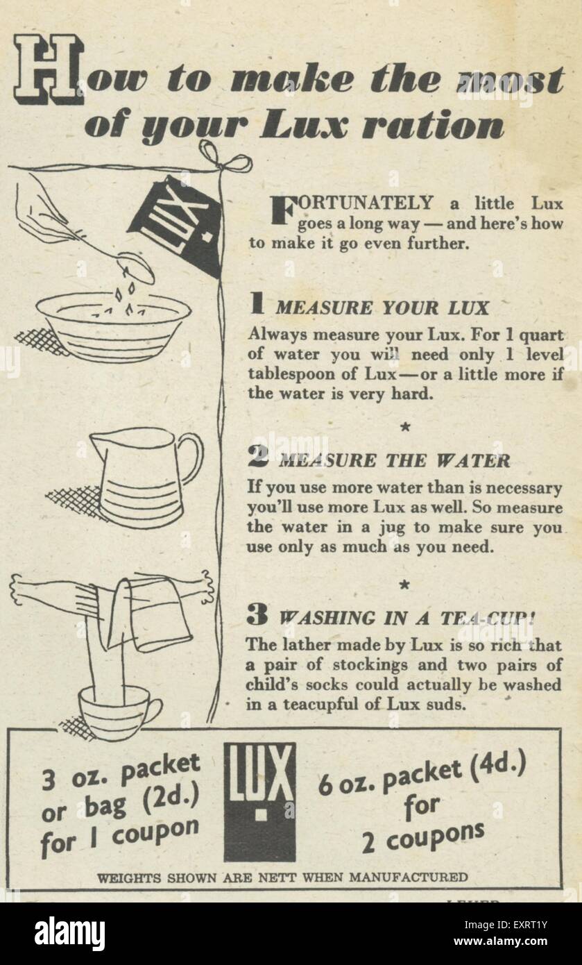 1940s UK Lux Magazine Advert Stock Photo - Alamy