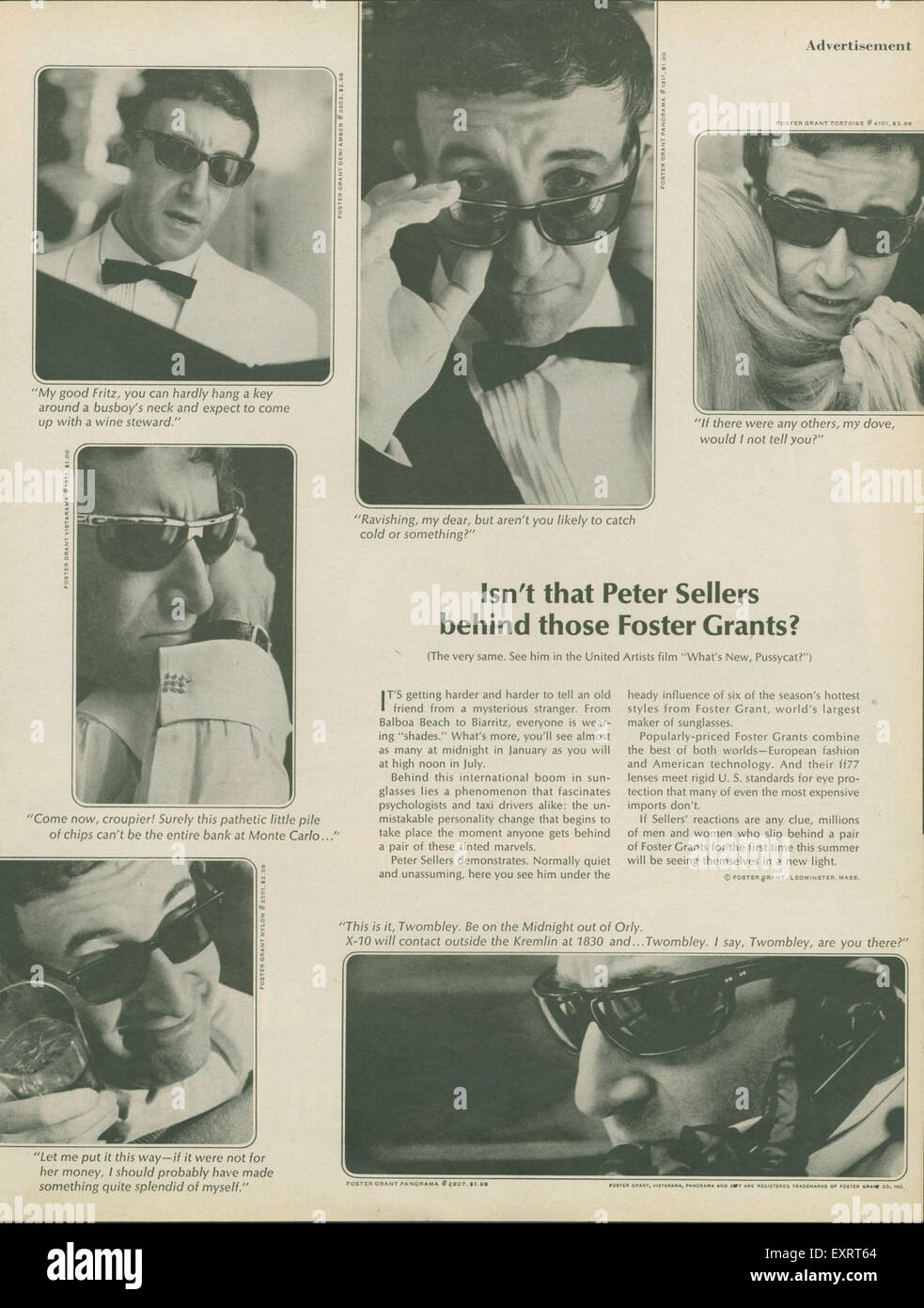 1960s USA Foster Grants Magazine Advert Stock Photo - Alamy