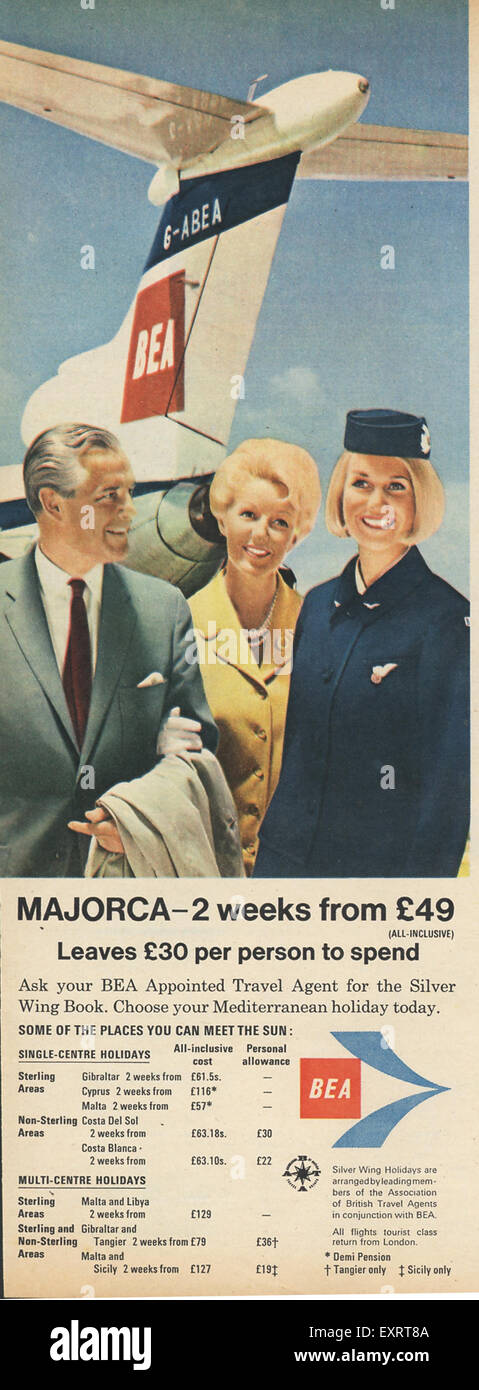 1960s UK British Airways Magazine Advert Stock Photo - Alamy