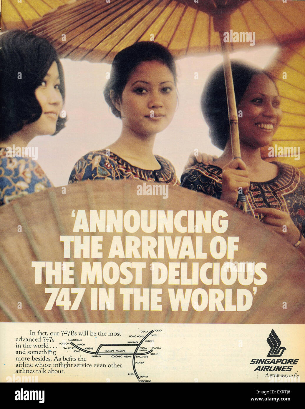 1970s UK Singapore Airlines Magazine Advert Stock Photo - Alamy