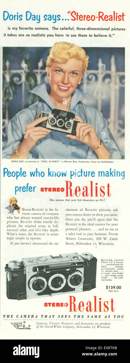 1950s USA Stereo Realist Magazine Advert Stock Photo - Alamy