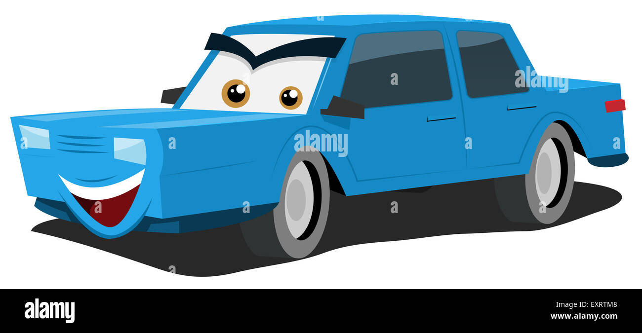 Cartoon car, blue hi-res stock photography and images - Alamy