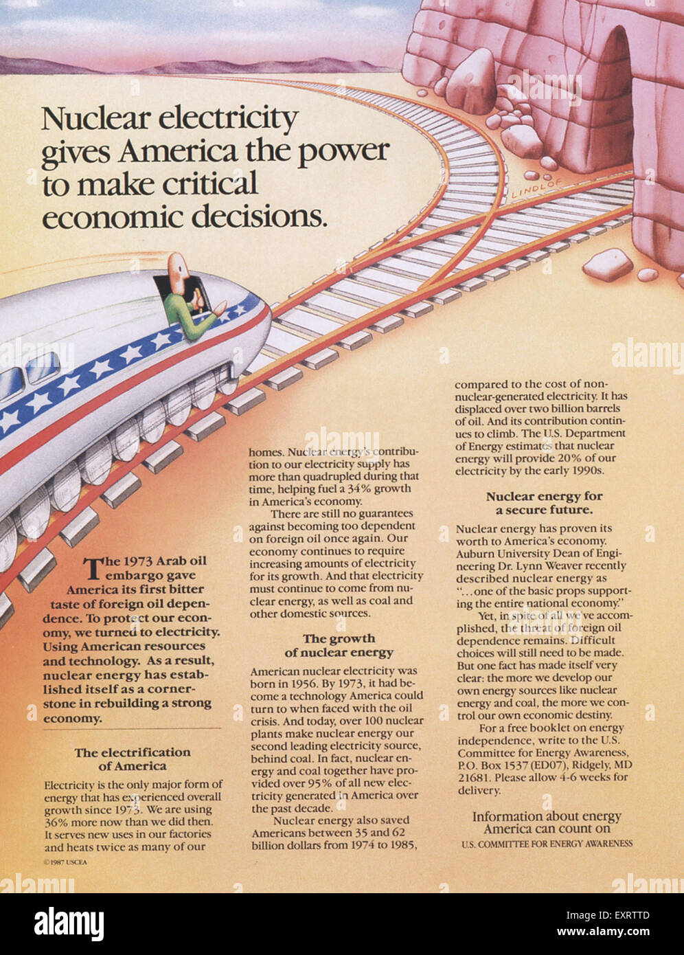 1980s USA US Committee for Energy Awareness Magazine Advert Stock Photo ...