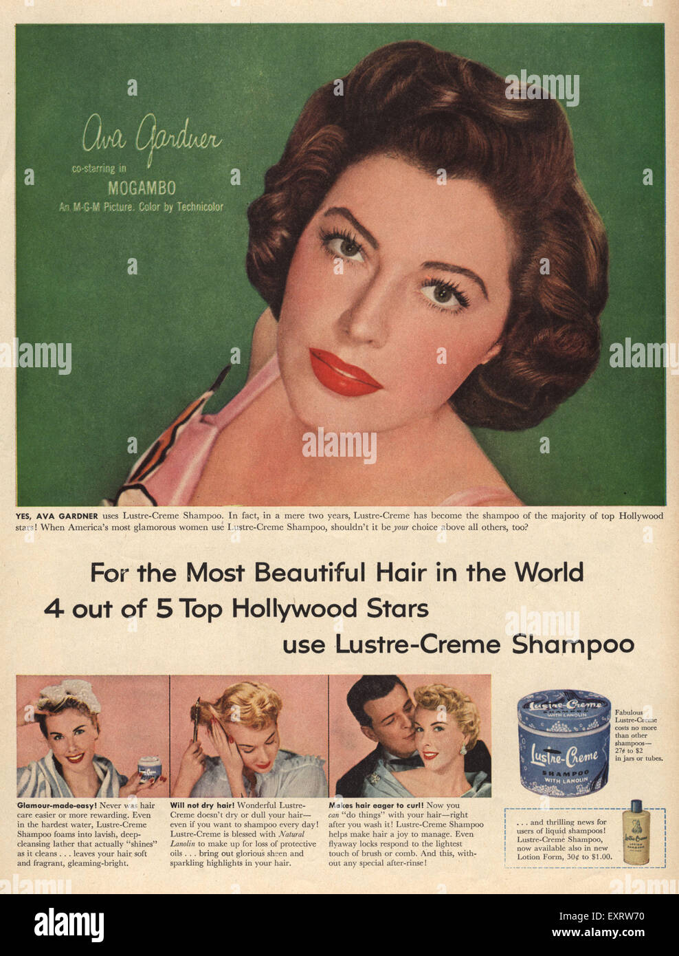 1950s USA Lustre-Creme Magazine Advert Stock Photo - Alamy