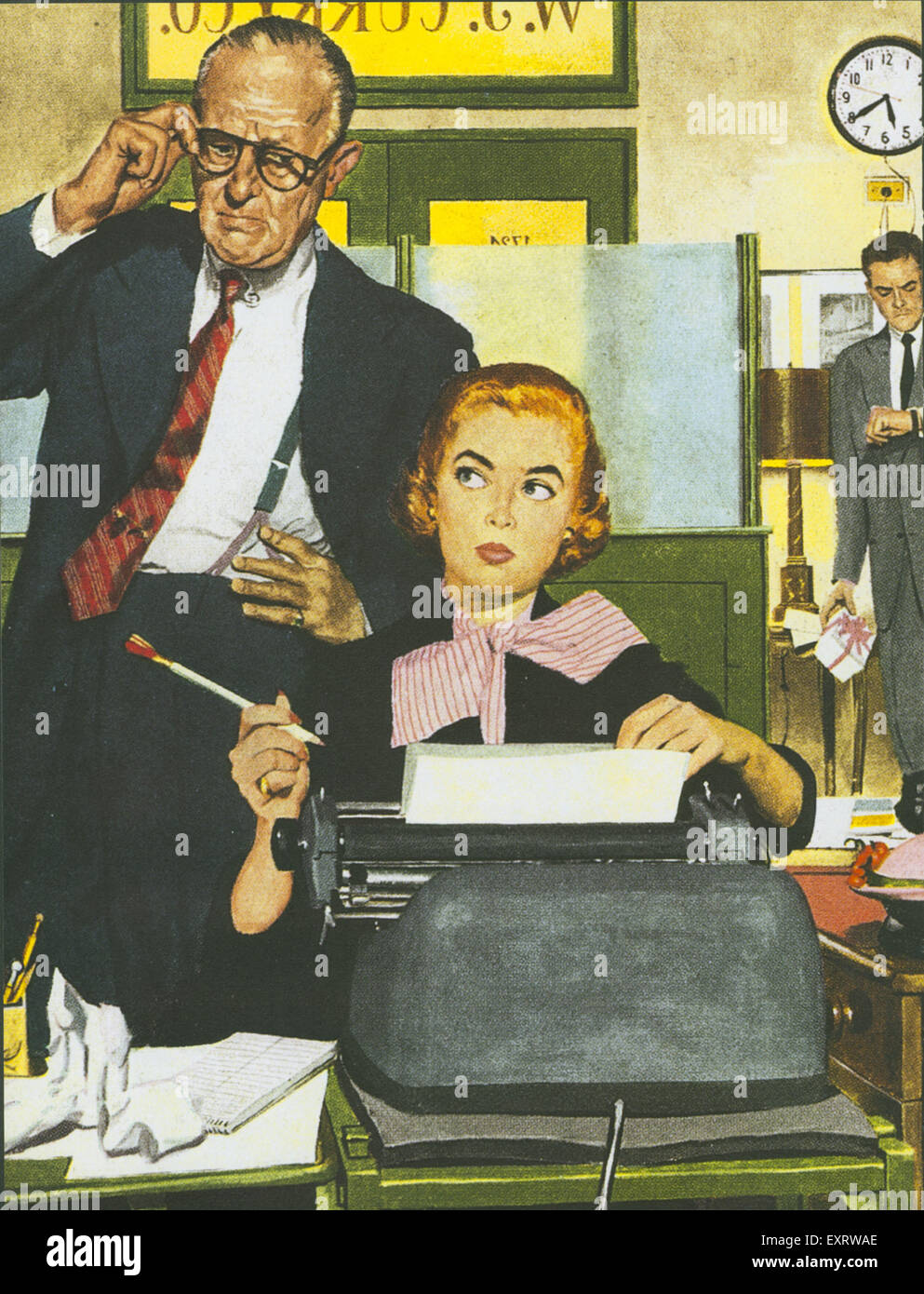 1950s USA Stressed Secretary Magazine Advert Stock Photo - Alamy