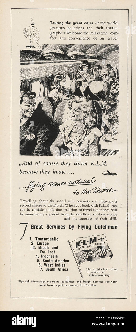 1940s USA KLM Magazine Advert Stock Photo - Alamy