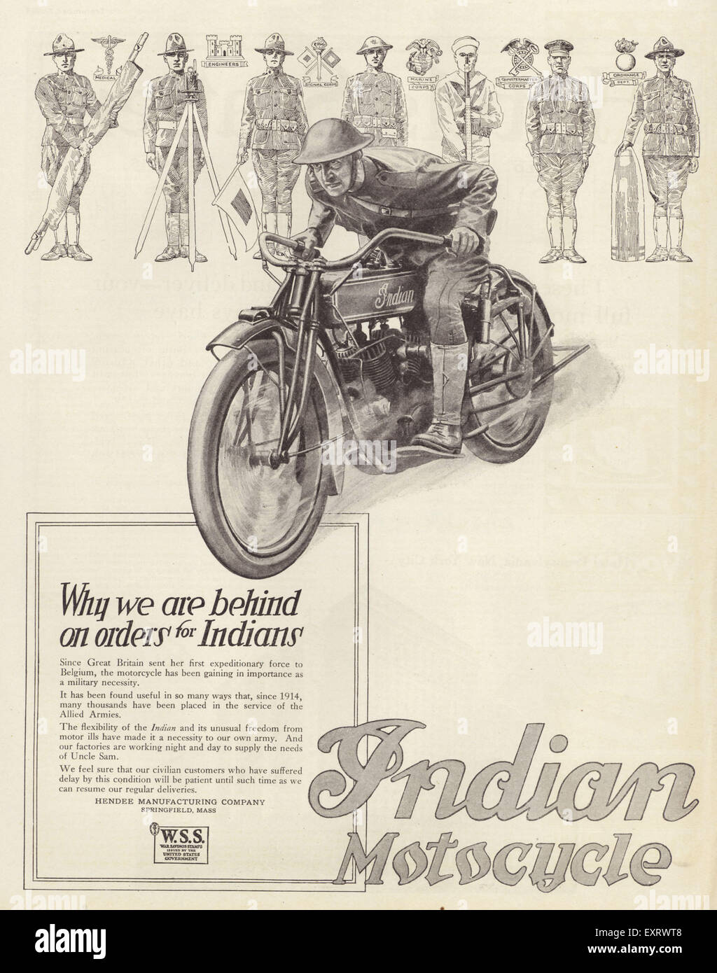 1910s USA Indian Motorcycles Magazine Advert Stock Photo - Alamy