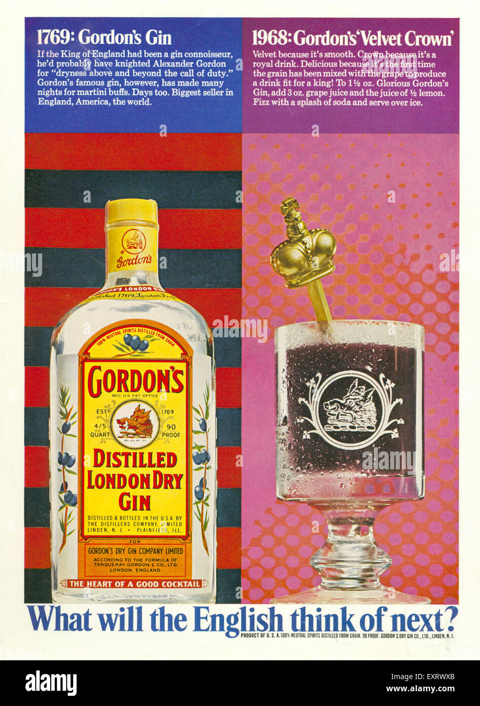 1960s USA Gordon's Magazine Advert Stock Photo - Alamy