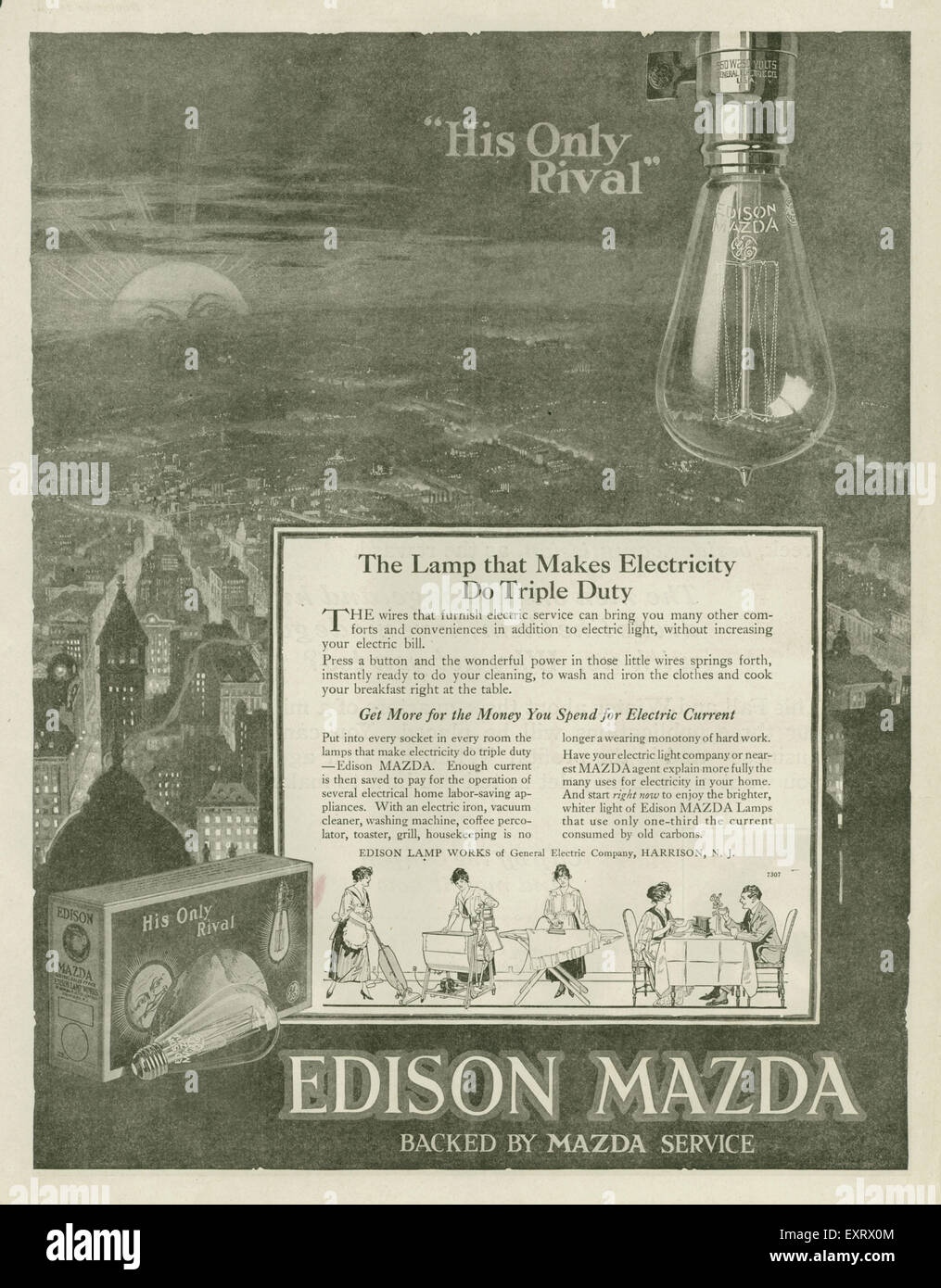1910s USA Edison Mazda Magazine Advert Stock Photo - Alamy