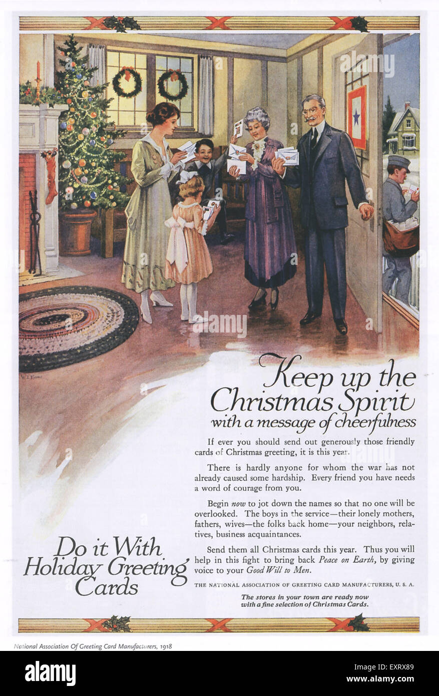 1910s USA Keep up the Christmas Spirit Magazine Advert Stock Photo - Alamy