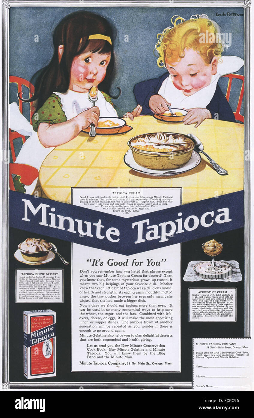 1910s USA Minute Tapioca Magazine Advert Stock Photo - Alamy