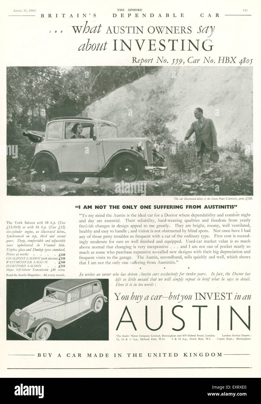 1930s UK Austin Magazine Advert Stock Photo - Alamy