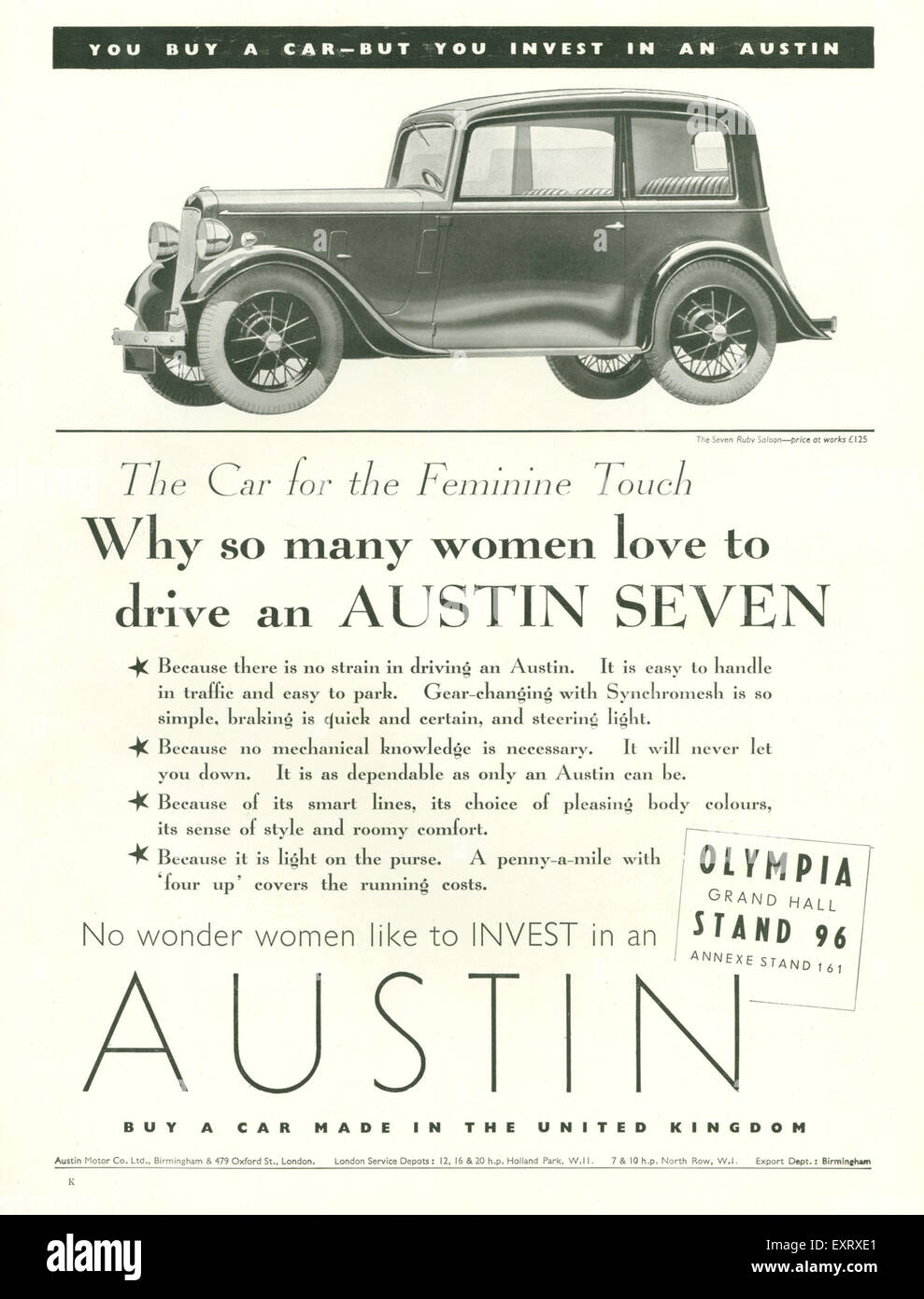1930s UK Austin Magazine Advert Stock Photo - Alamy