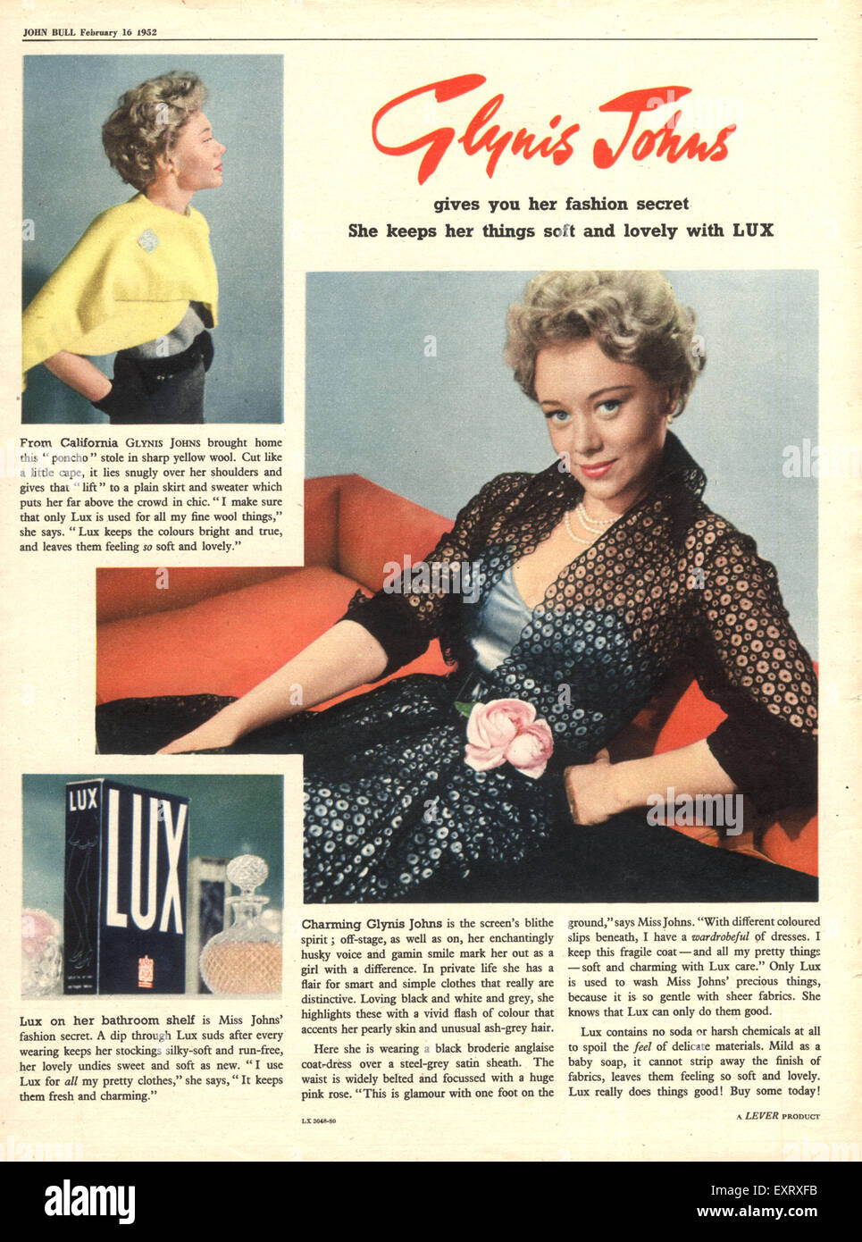 1950s UK Lux Magazine Advert Stock Photo - Alamy