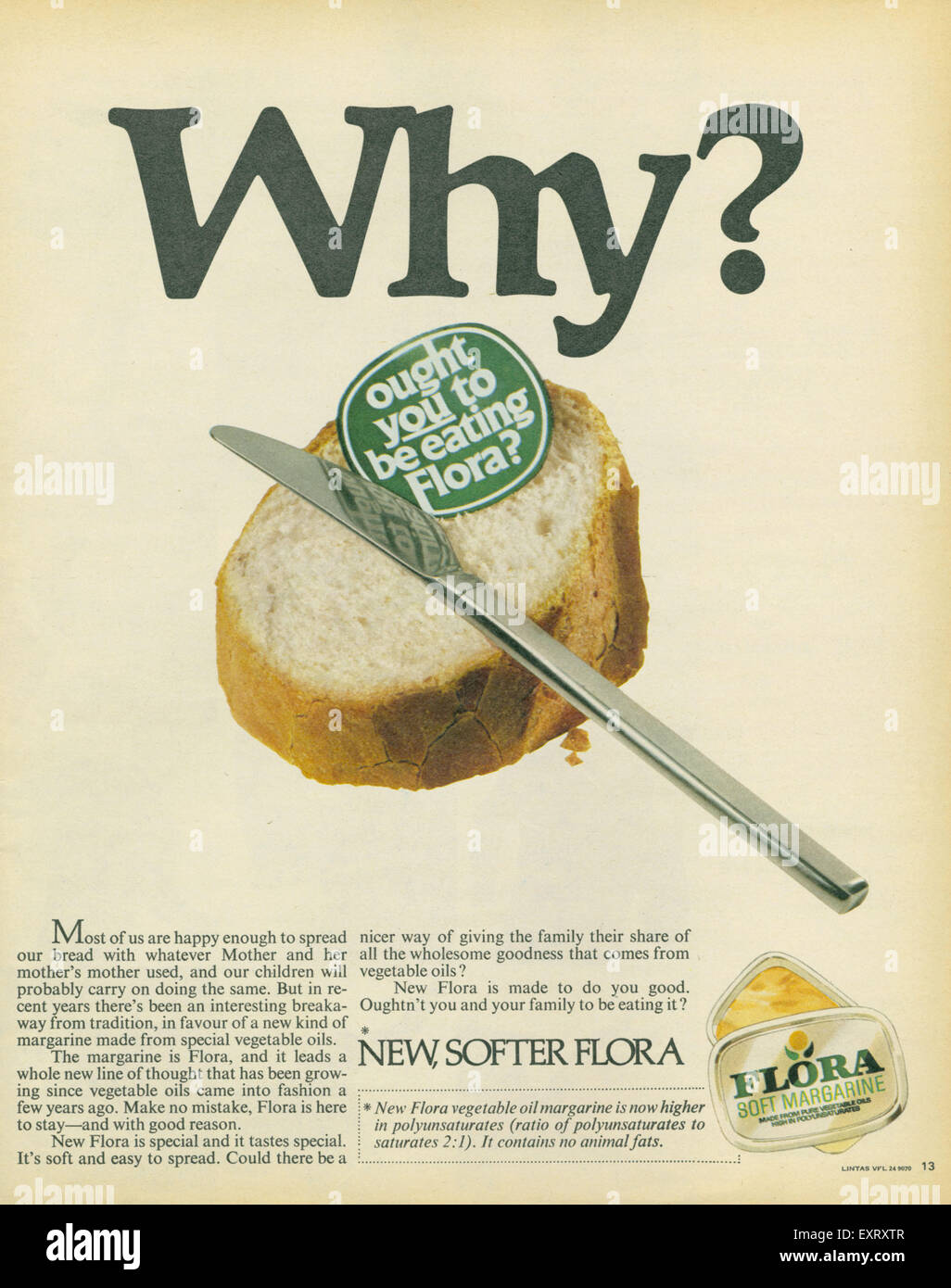 1970s UK Flora Magazine Advert Stock Photo - Alamy
