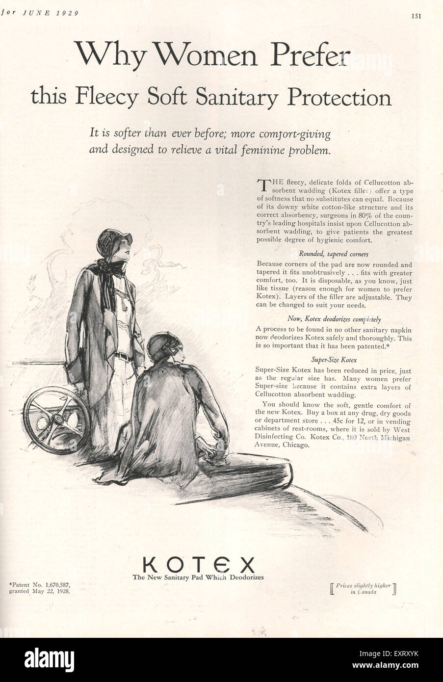 1920s USA Kotex Magazine Advert Stock Photo - Alamy