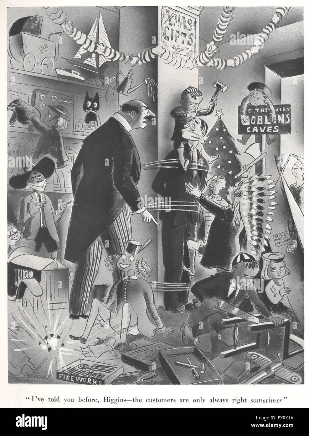 1930s UK Christmas Toy Shopping Disasters Comic/ Cartoon Plate Stock ...