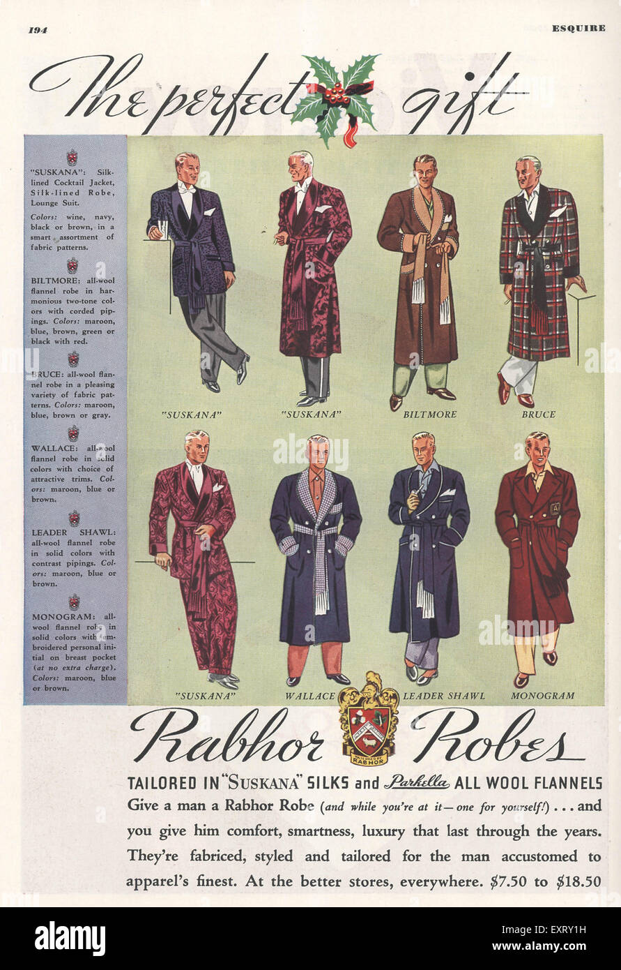 1930s USA Rabhor Robes Magazine Advert Stock Photo - Alamy