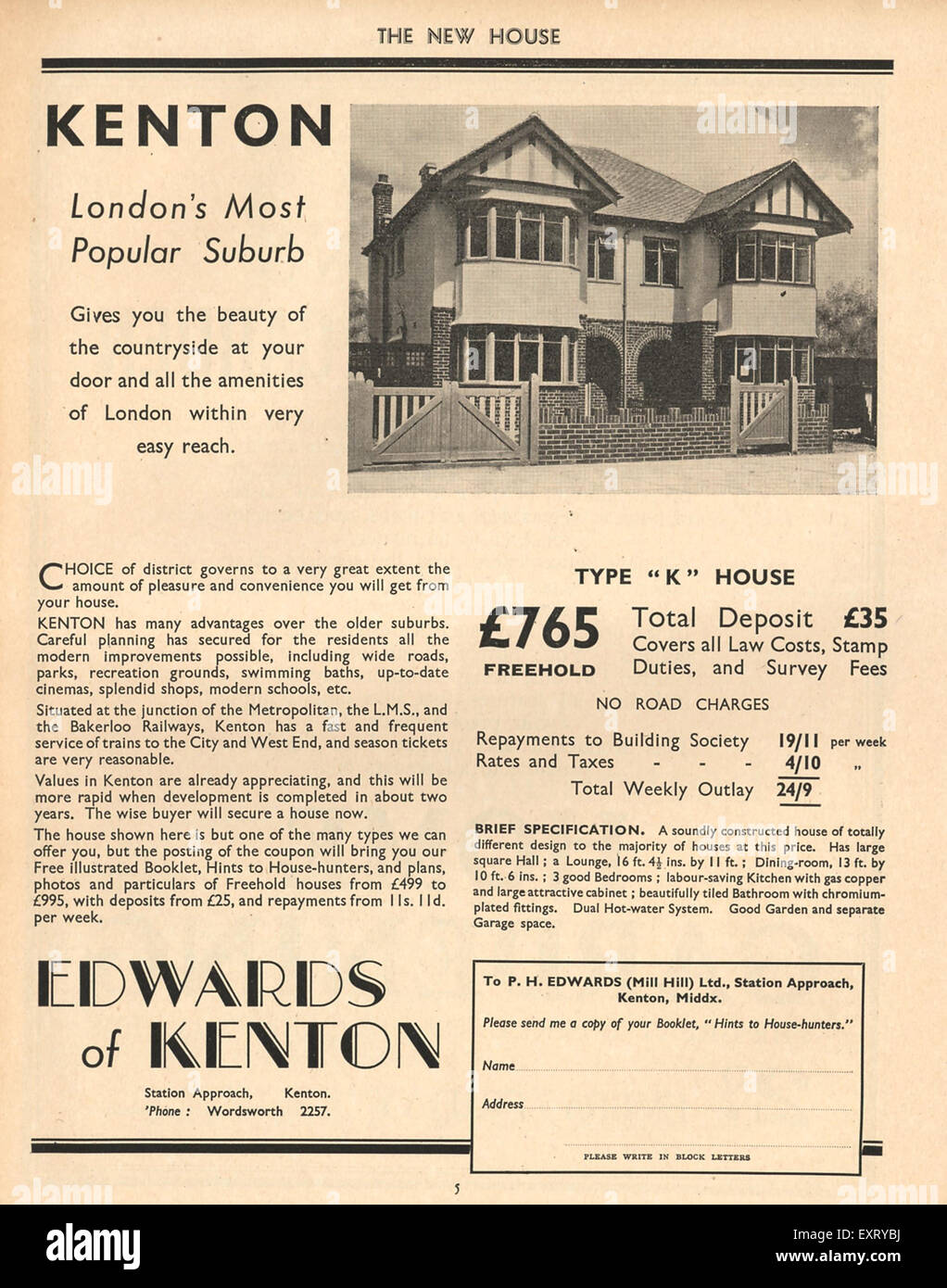 1930s uk houses magazine advert hi-res stock photography and images - Alamy
