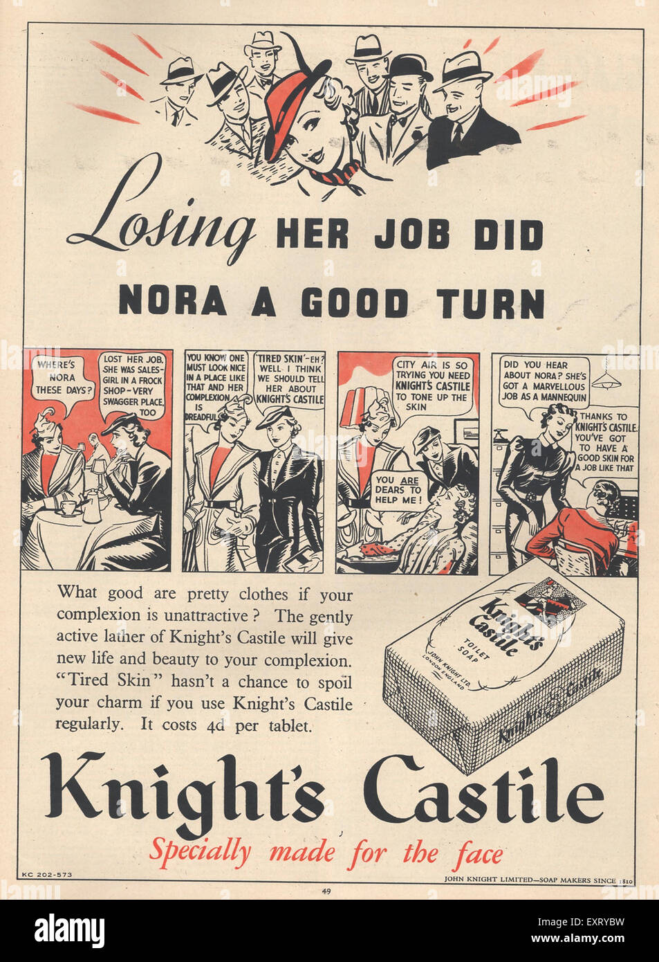 1930s UK Knights Castile Magazine Advert Stock Photo - Alamy
