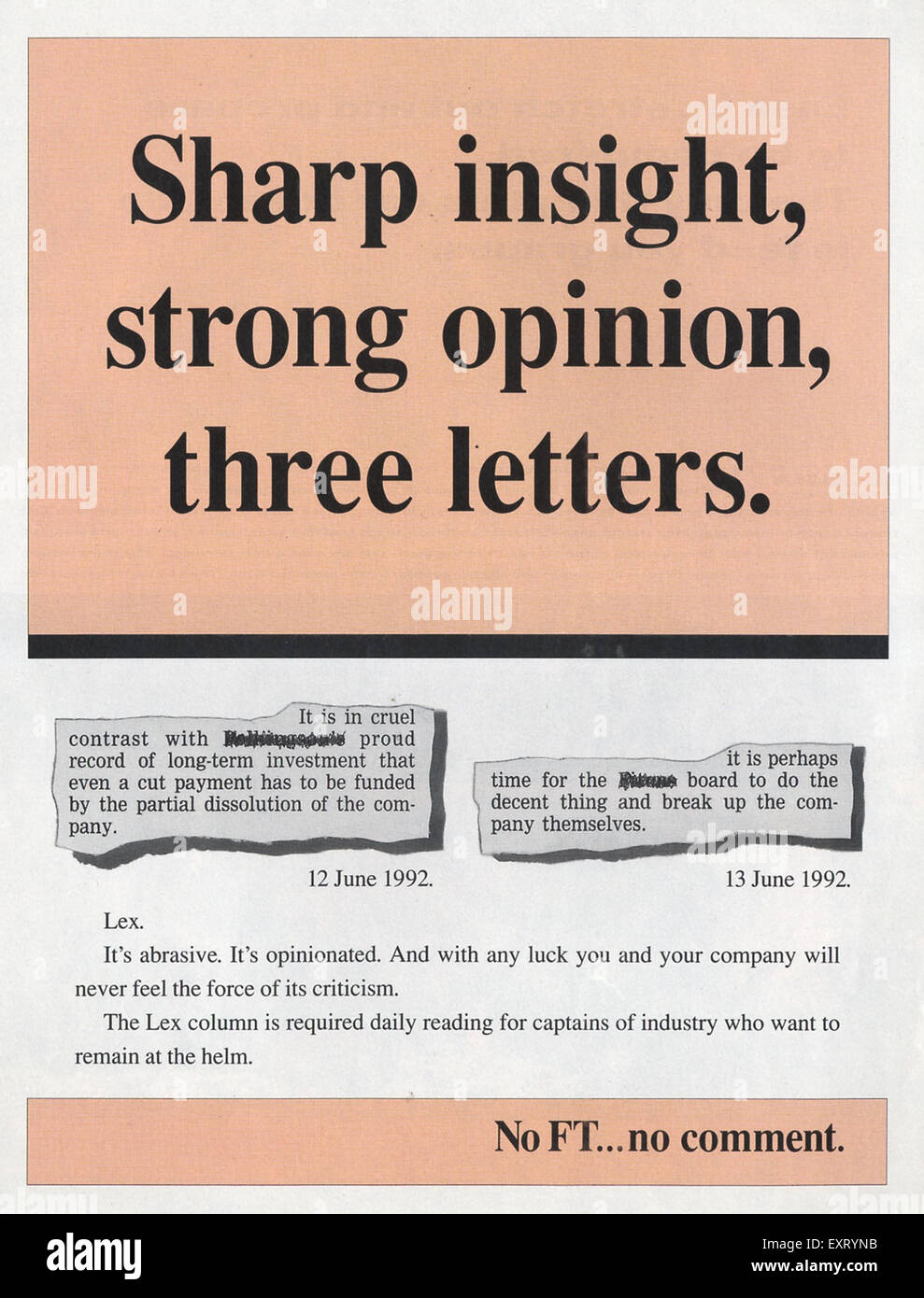 UK Financial Times Newspaper Advert Stock Photo - Alamy