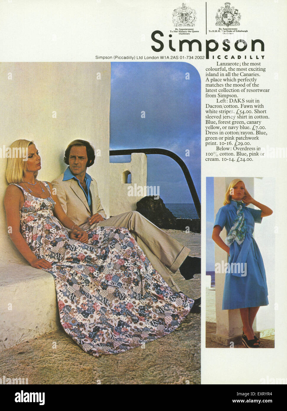 1970s UK Simpson of Piccadilly Magazine Advert Stock Photo - Alamy