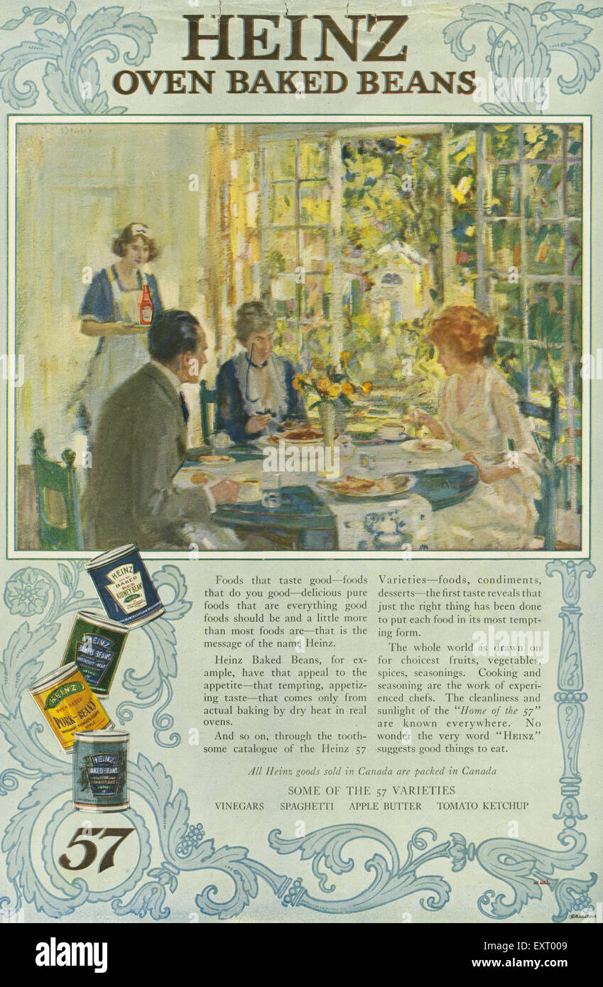1920s USA Heinz Beans Magazine Advert Stock Photo - Alamy