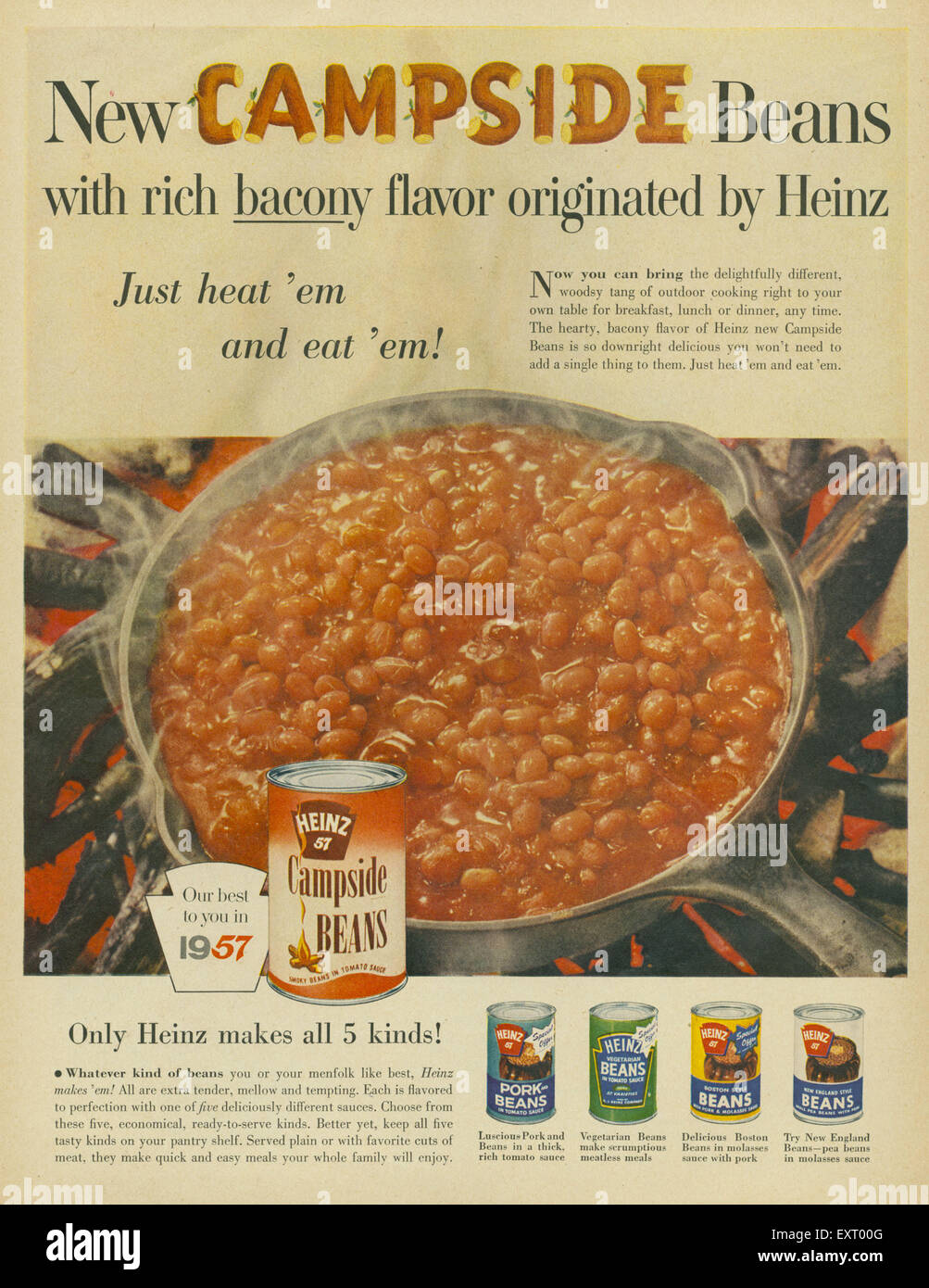 1950s USA Heinz Beans Magazine Advert Stock Photo - Alamy