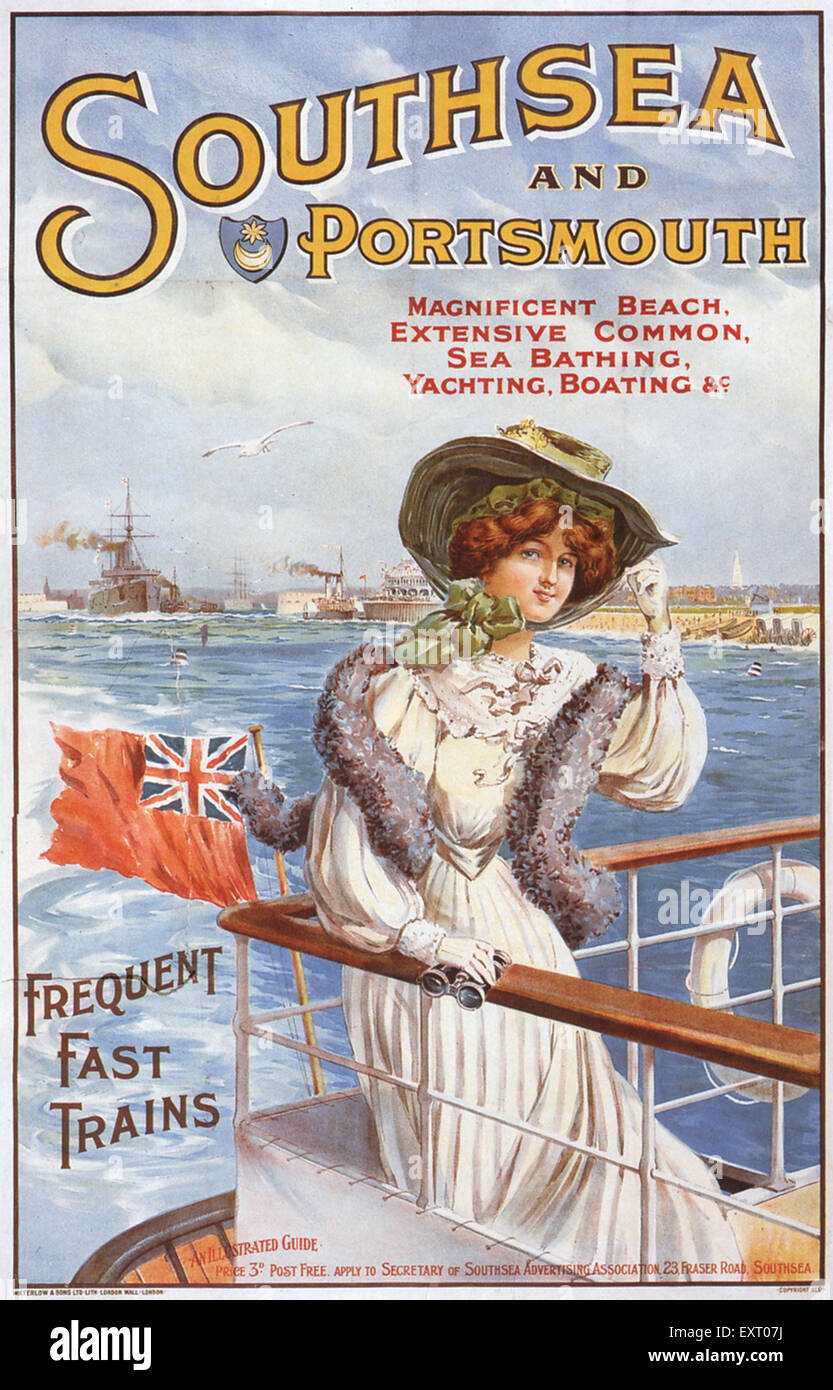 1900s UK Southsea Portsmouth Ferries Poster Stock Photo - Alamy