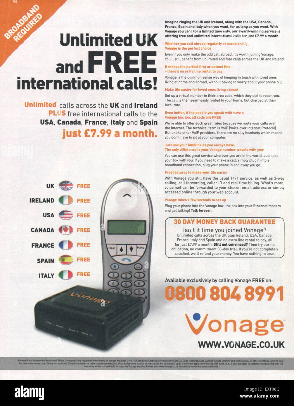 2000s UK Vonage Magazine Advert Stock Photo - Alamy