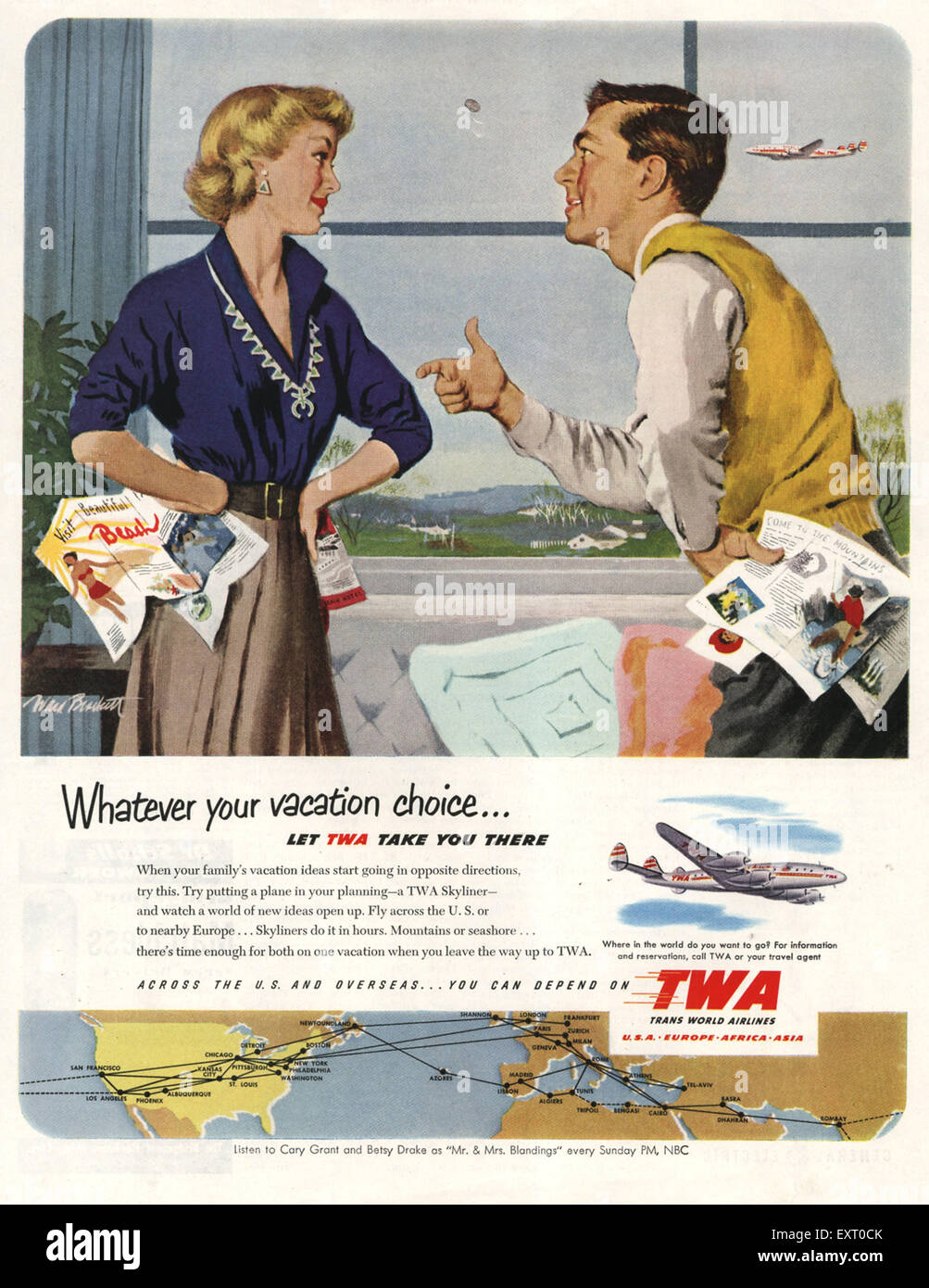1950s Usa Twa Magazine Advert High Resolution Stock Photography and ...
