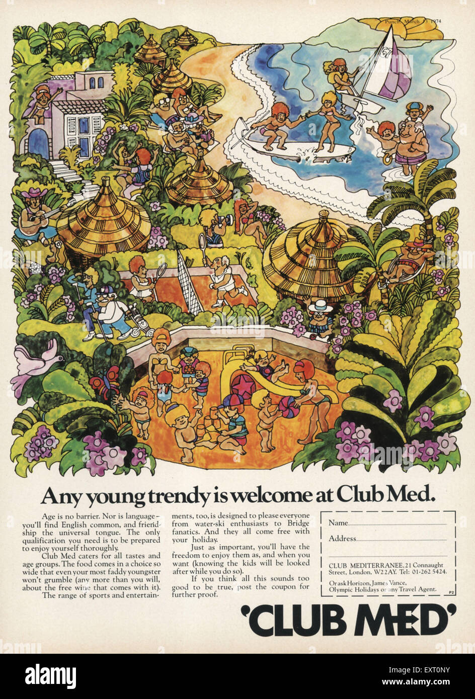 1970s UK Club Med Magazine Advert Stock Photo - Alamy