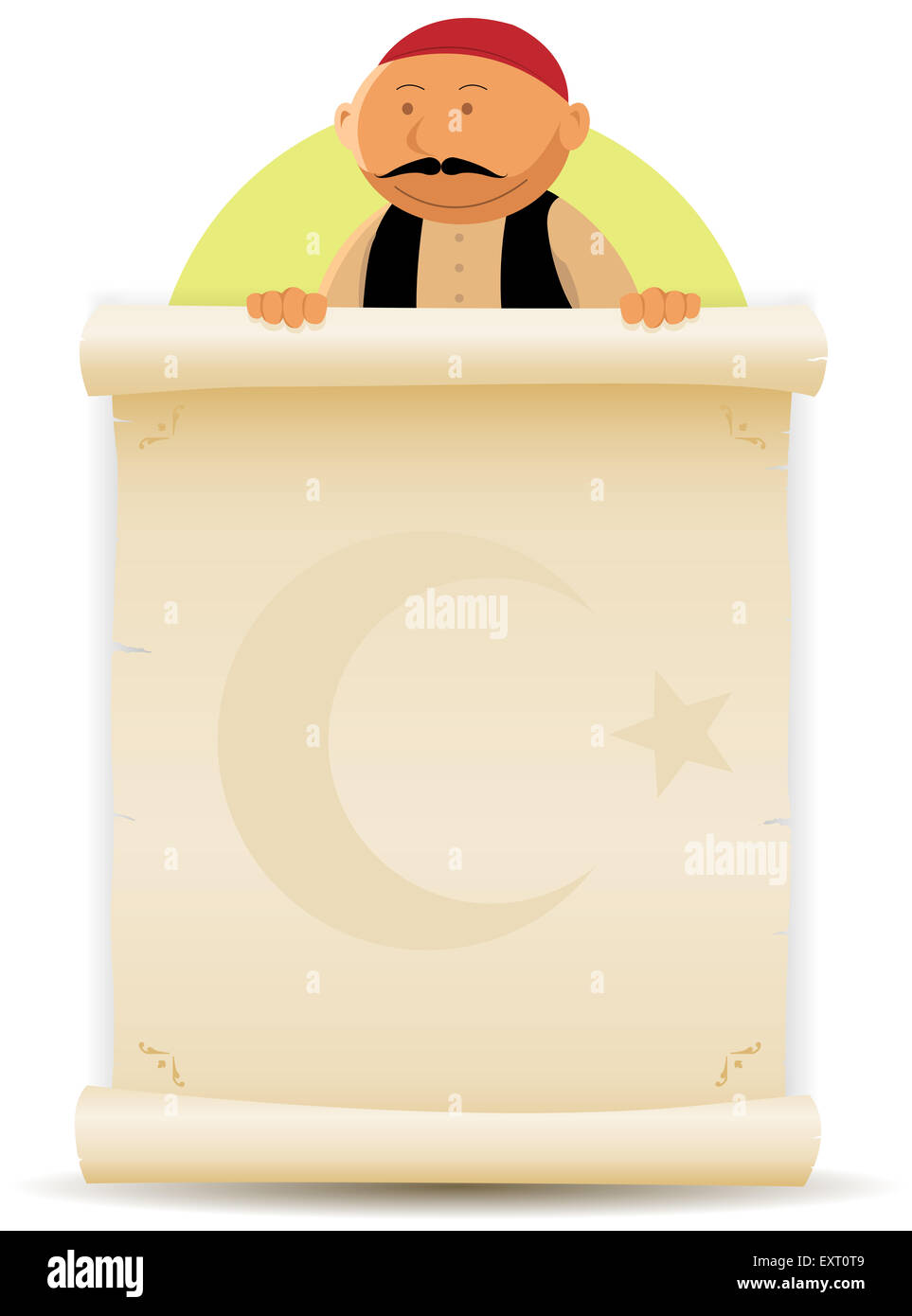 Illustration of a cartoon turkish man holding a scroll parchment, for ...