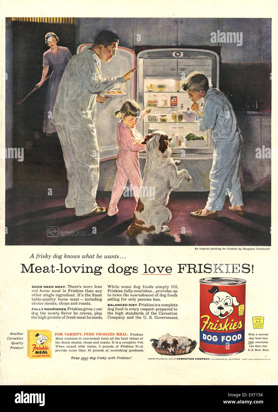 1950s USA Friskies Magazine Advert Stock Photo - Alamy