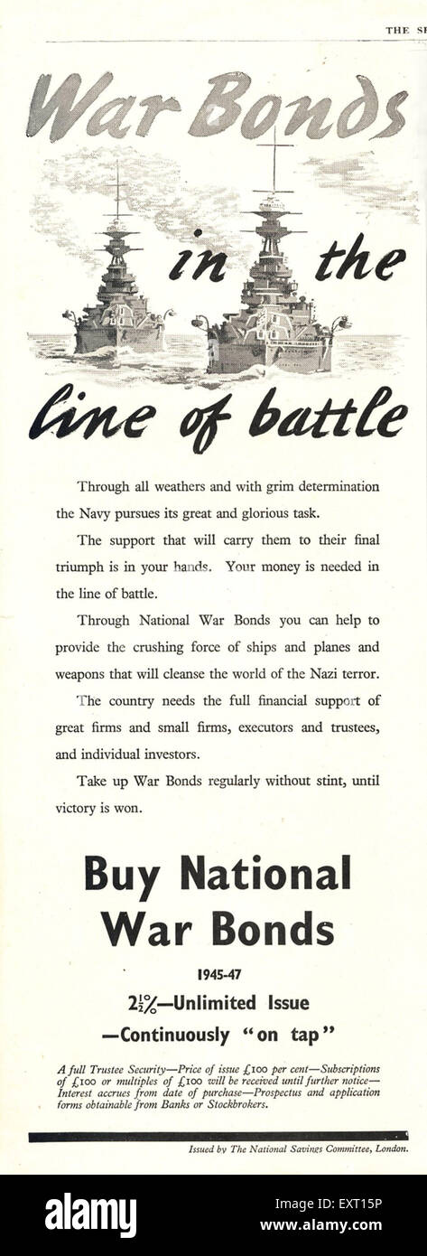 1940s UK War Bonds Magazine Advert Stock Photo - Alamy