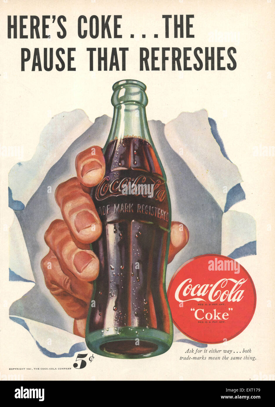 1940s USA Coca-Cola Magazine Advert Stock Photo - Alamy