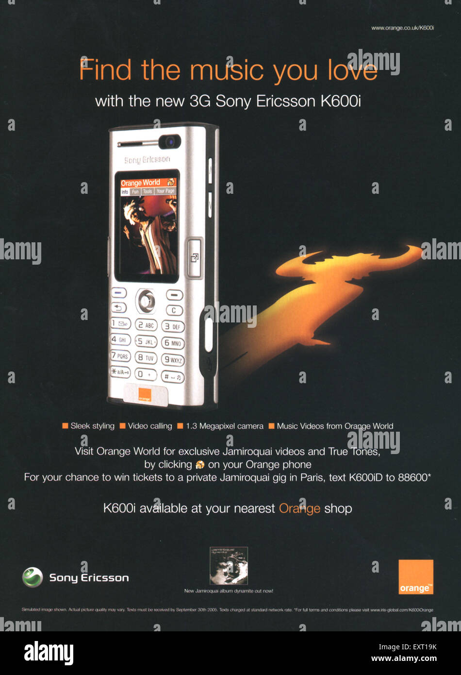 2000s UK Orange, Sony Ericsson Magazine Advert Stock Photo - Alamy