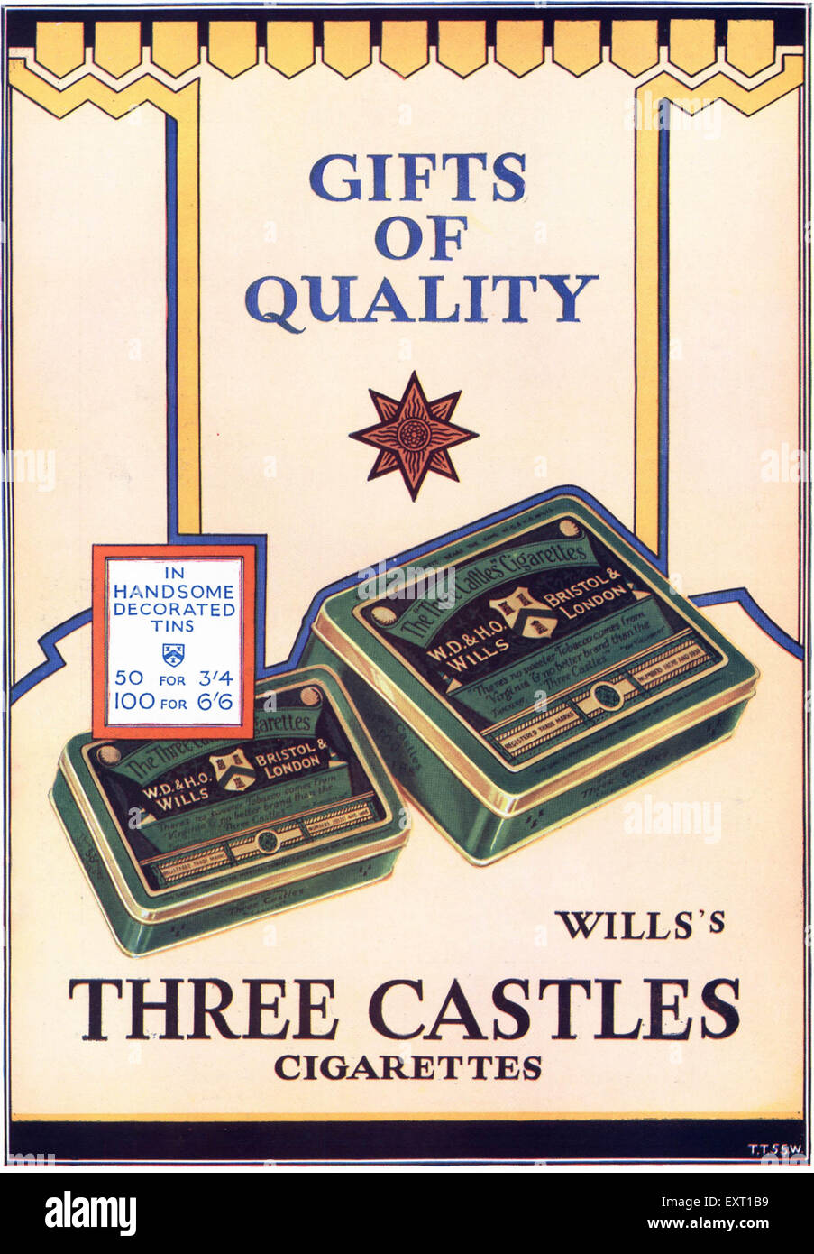 1930s UK Will's Three Castles Magazine Advert Stock Photo - Alamy