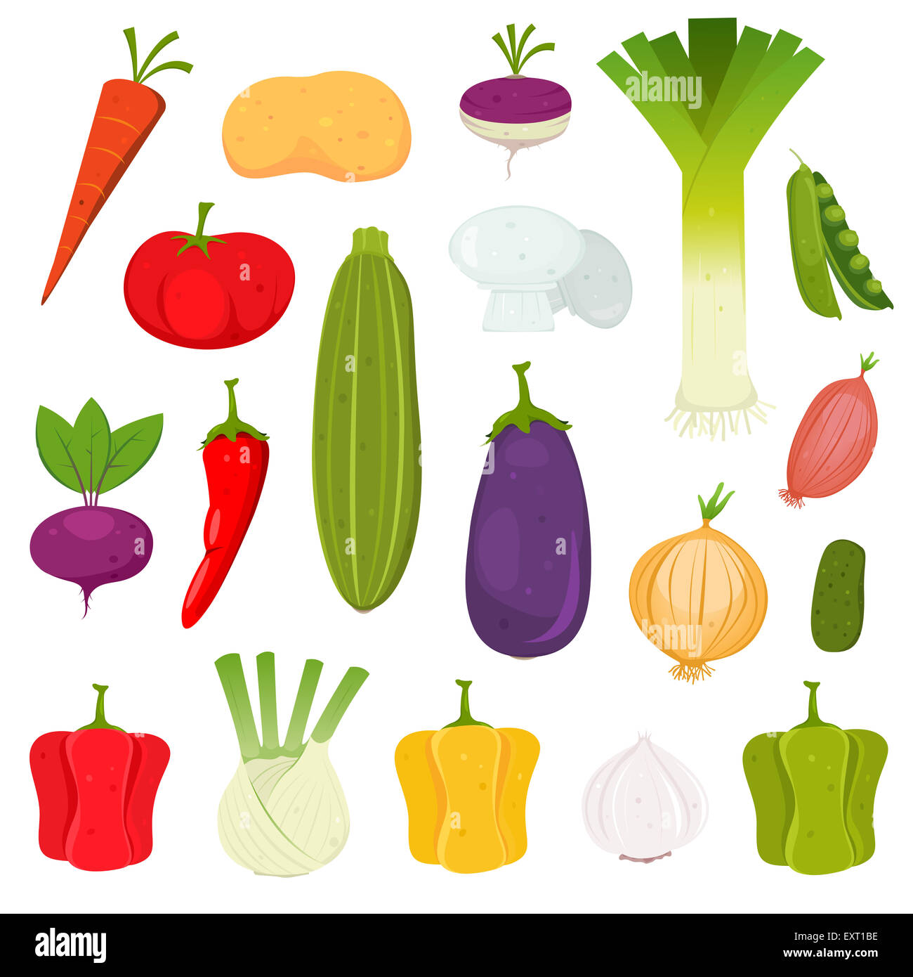 Illustration of a set of cartoon spring vegetables, various condiments ...