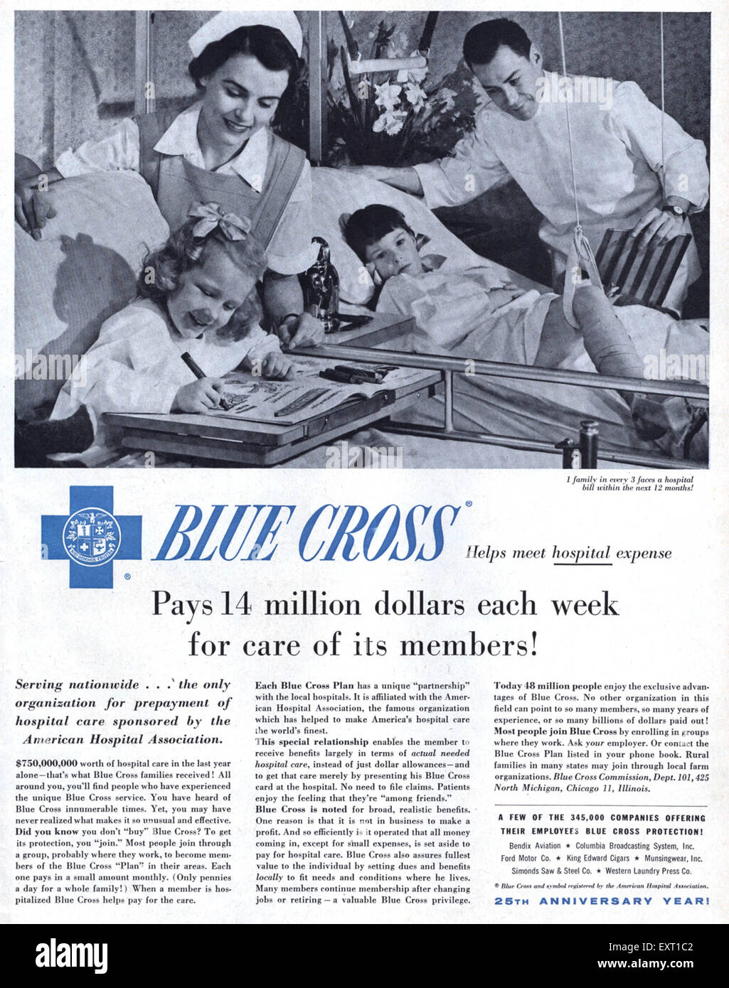1950s USA Blue Cross Magazine Advert Stock Photo - Alamy