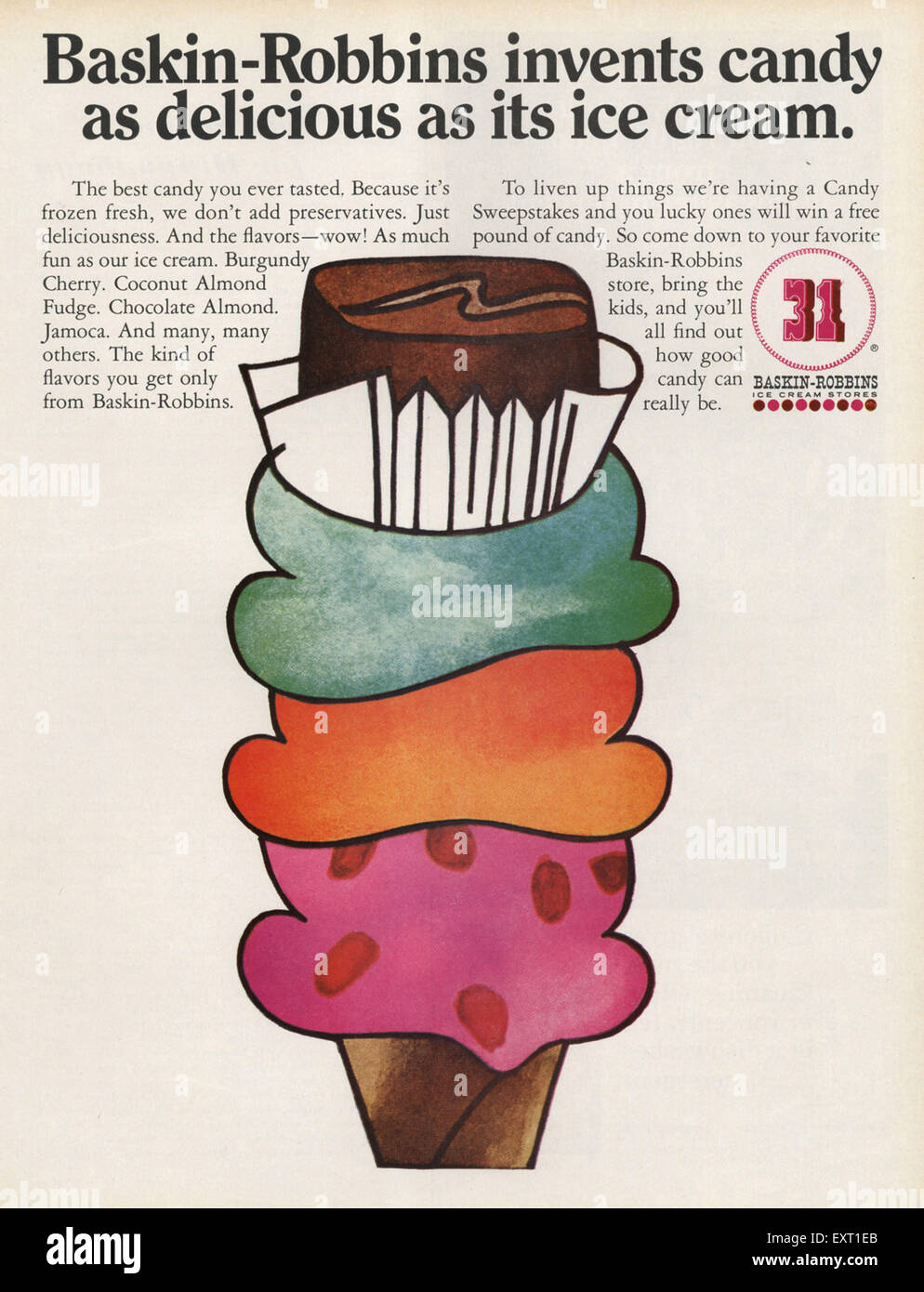 1960s USA Baskin Robbins Magazine Advert Stock Photo - Alamy