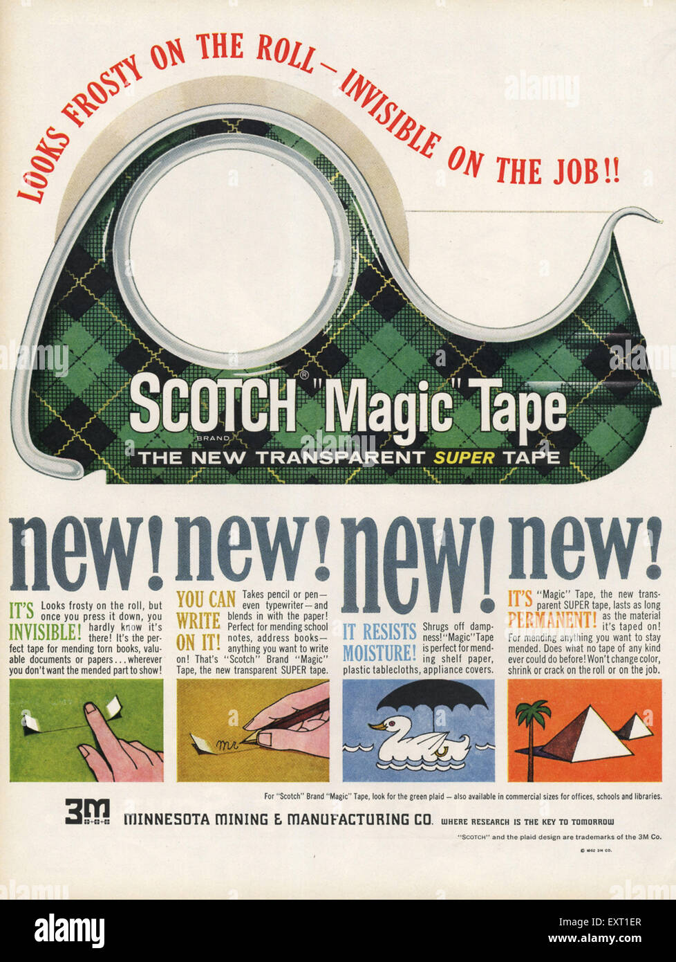 1960s USA Scotch Tape Magazine Advert Stock Photo - Alamy