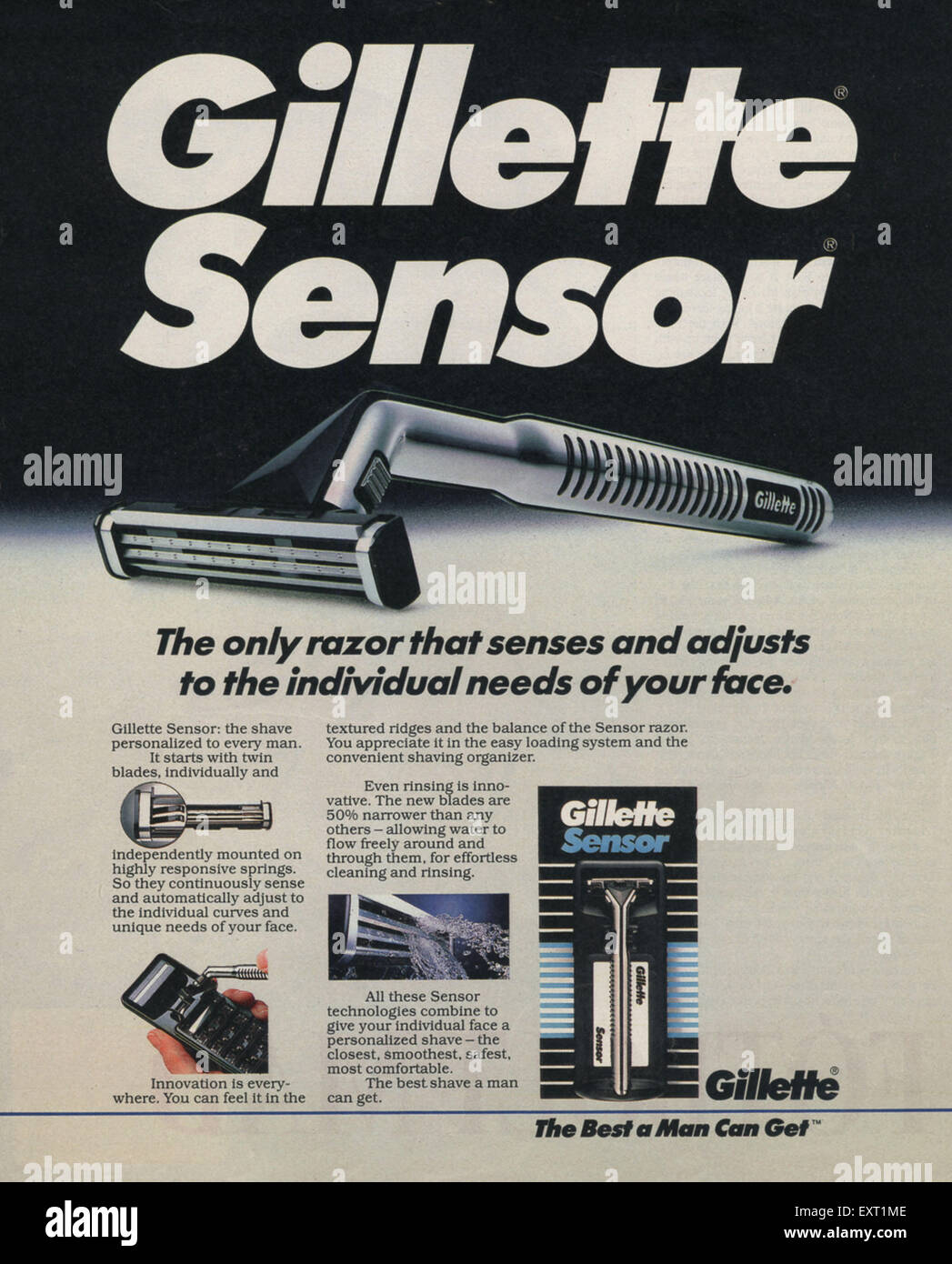 1980s UK Gillette Magazine Advert Stock Photo - Alamy