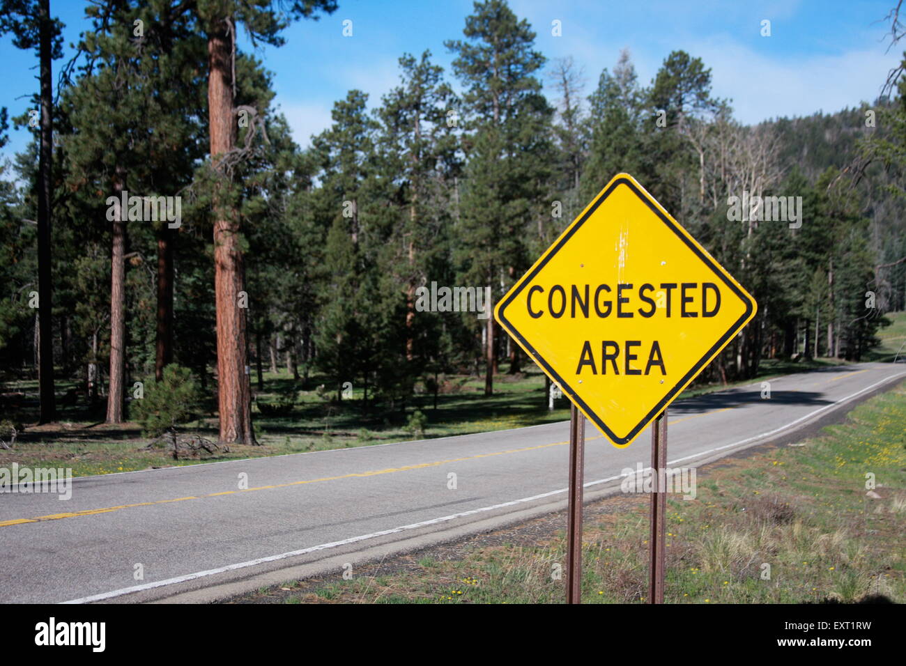 Congested area road sign in New Mexico USA Stock Photo - Alamy