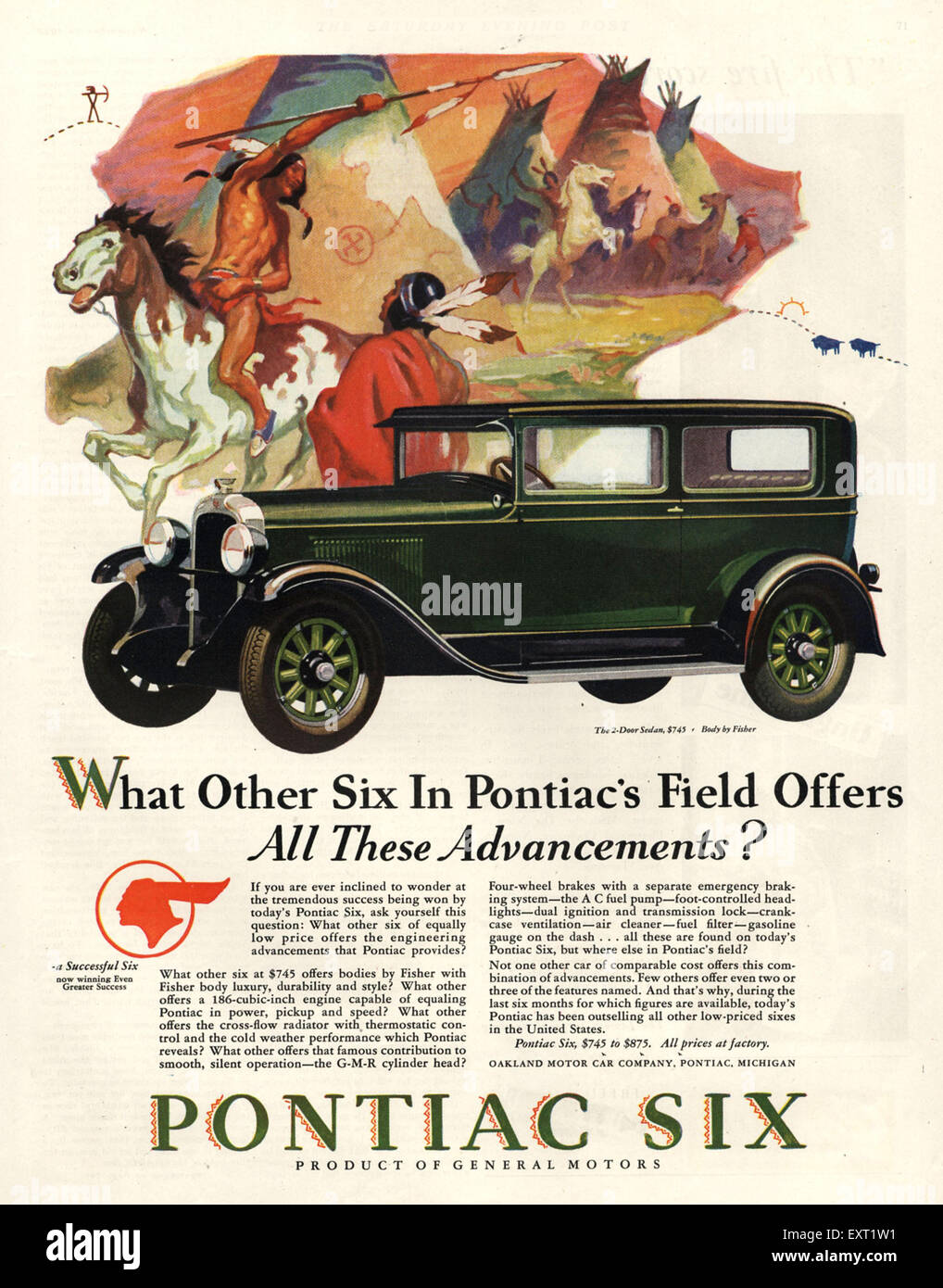 1930s USA Pontiac Six Magazine Advert Stock Photo - Alamy